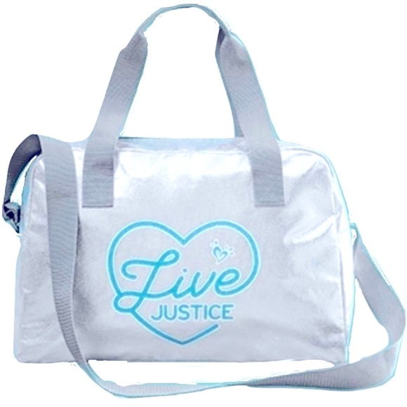 Justice | Accessories | New Justice Shiny Silver Duffel Bag Live ...